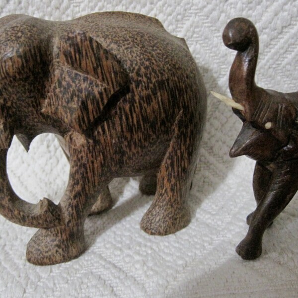 Wood Carved Elephants - Etsy