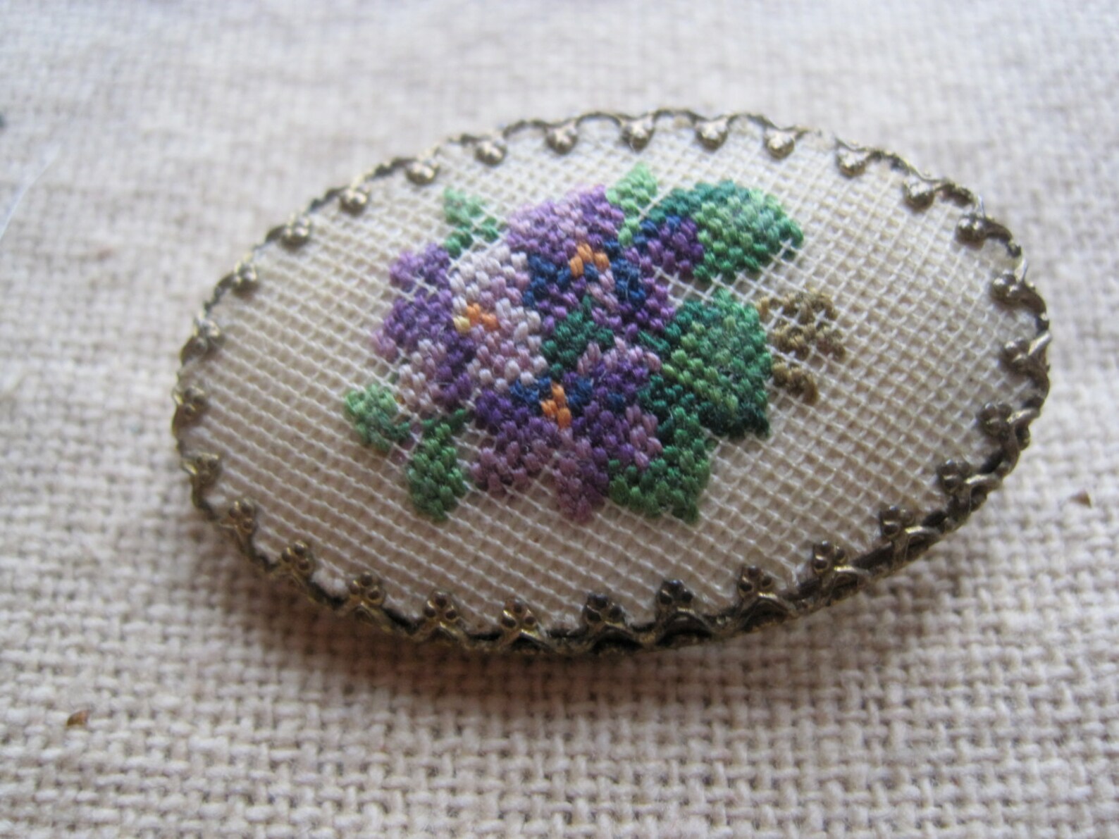 Vintage Colorful Embroidered Flower Pin - Etsy