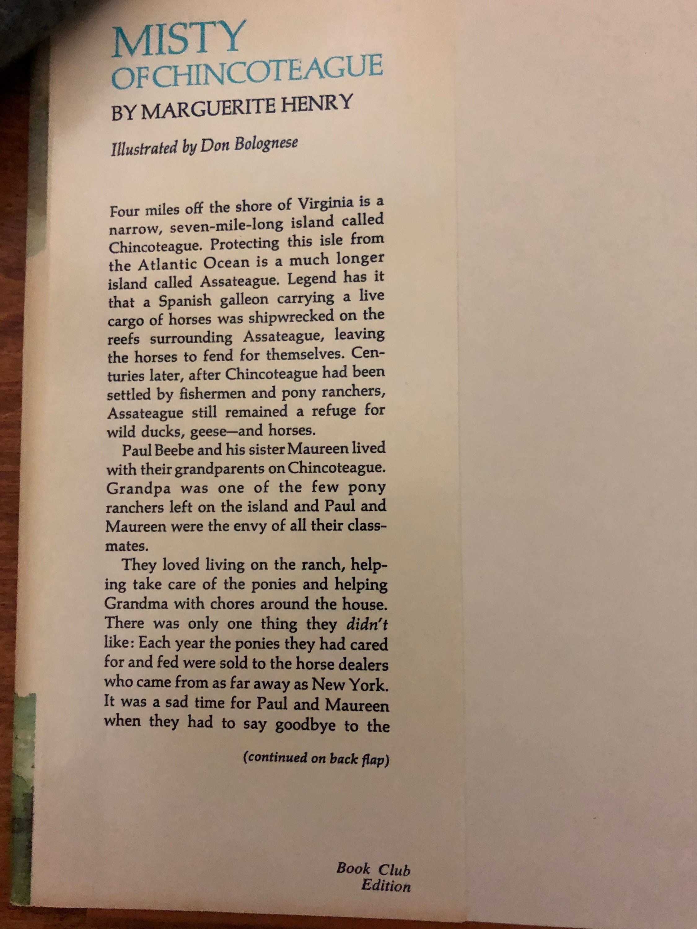 Vintage Copy of Misty of Chincoteague Book Club Edition With Dust ...
