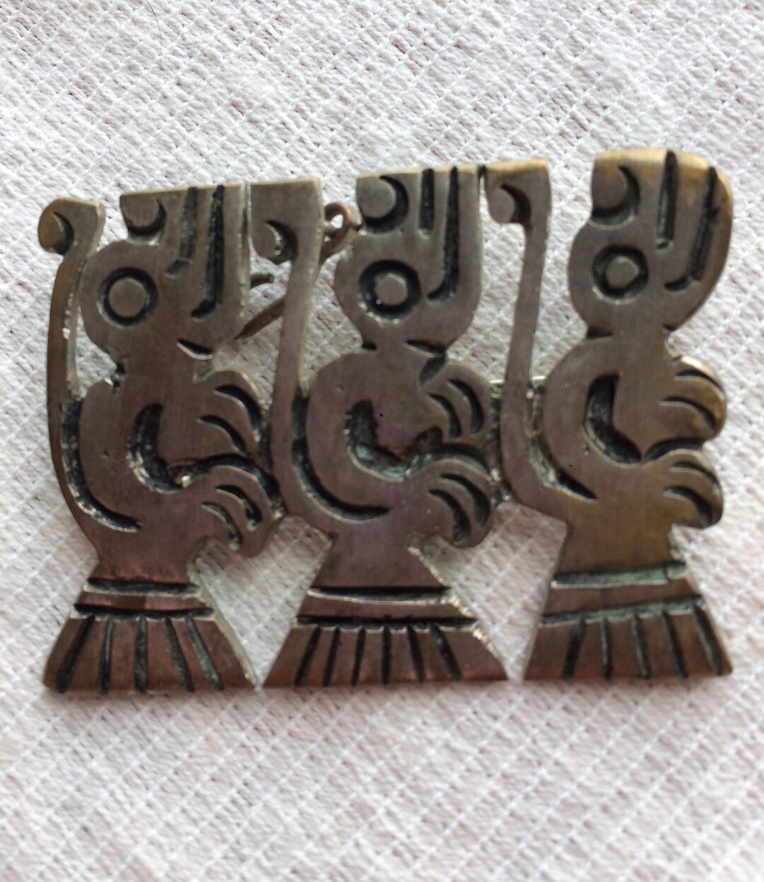 Vintage Aztec/mayan God/mythical Creature Pendant Brooch - Etsy