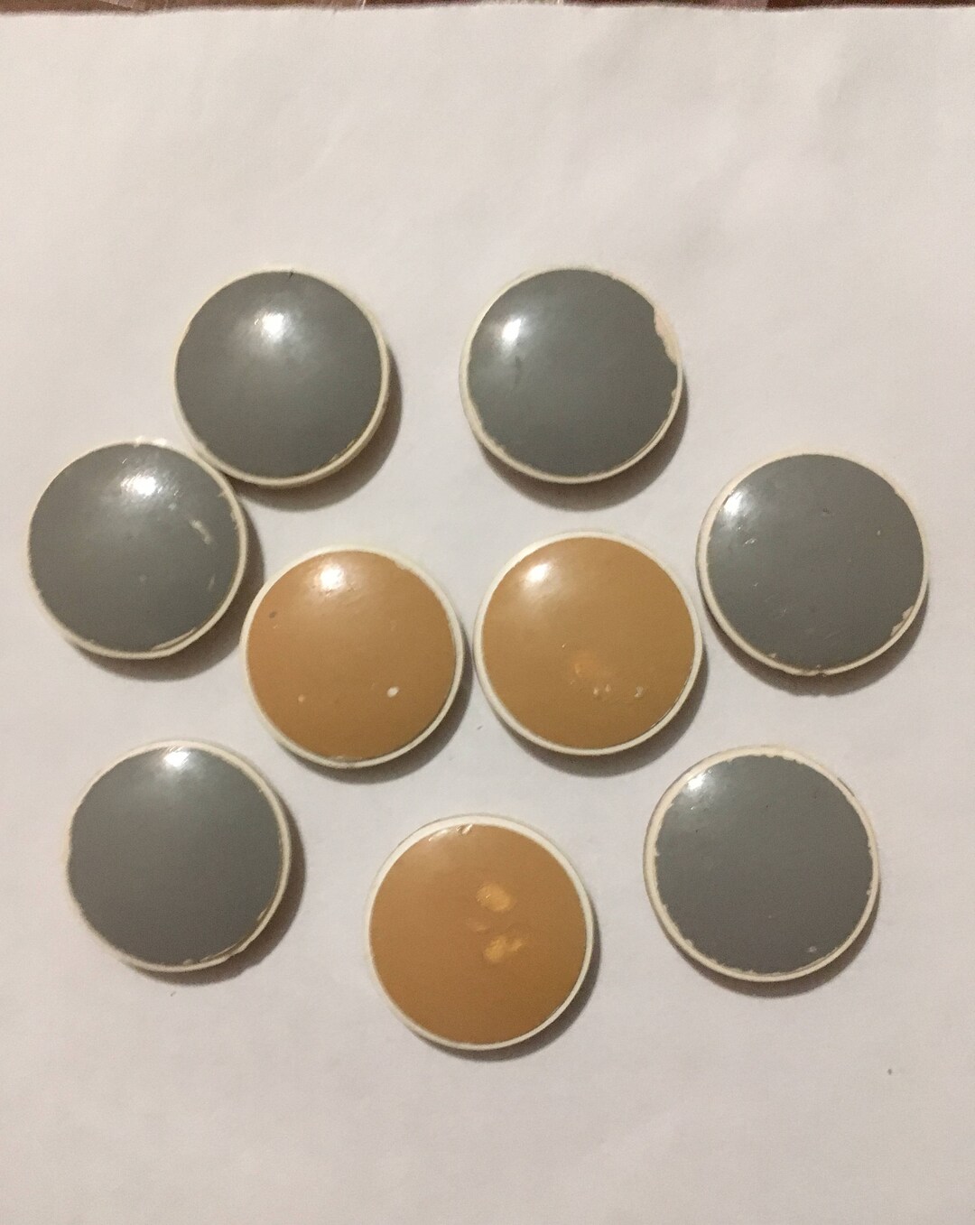 Vintage Sage Green and Mustard Yellow Plastic Shank Buttons, Set of 9 ...