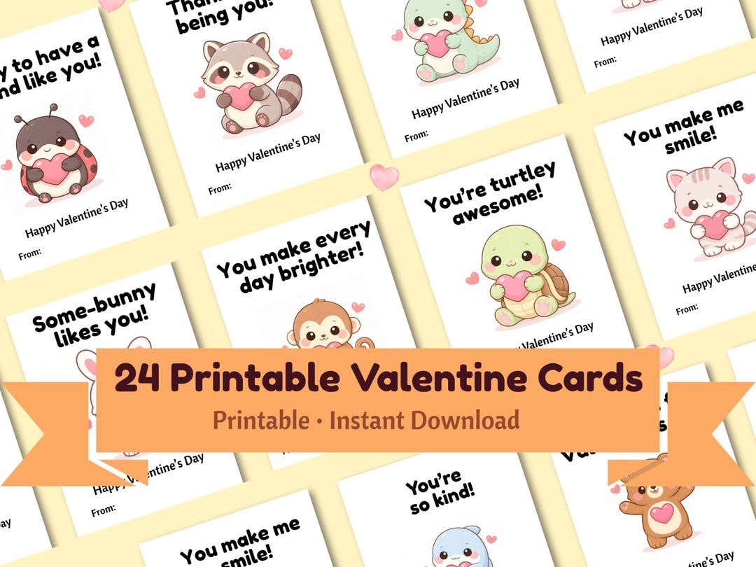 Cute Animal Valentine Cards for Kids | Printable Classroom Valentines ...