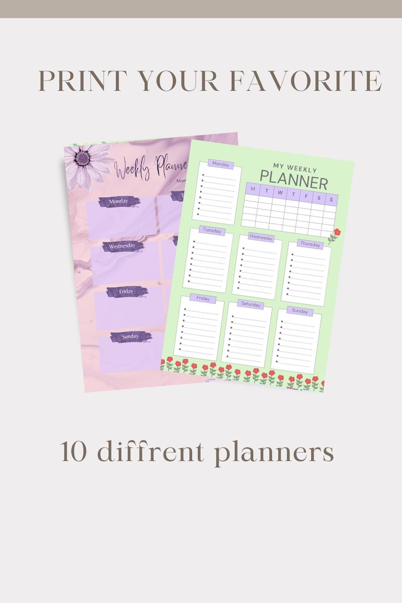 Minimalist Weekly Planner Bundle | 10 Layouts, Digital Organizer (PDF ...