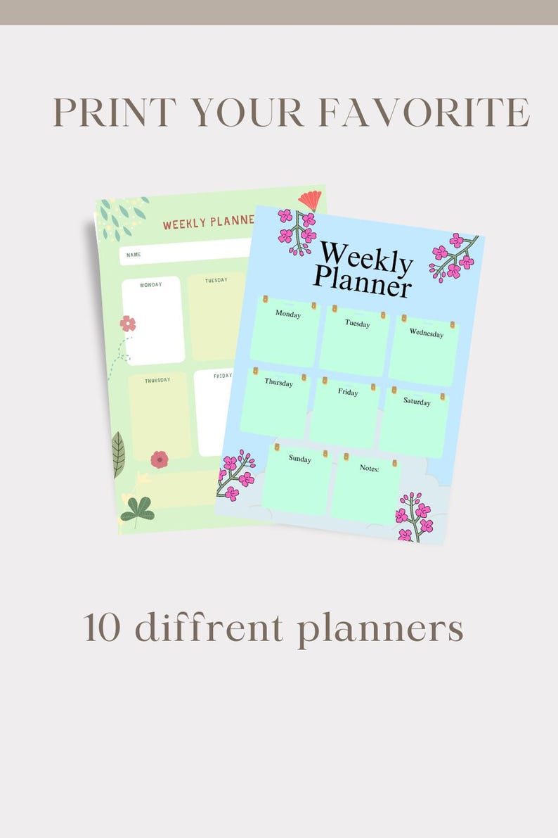 Minimalist Weekly Planner Bundle | 10 Layouts, Digital Organizer (PDF ...