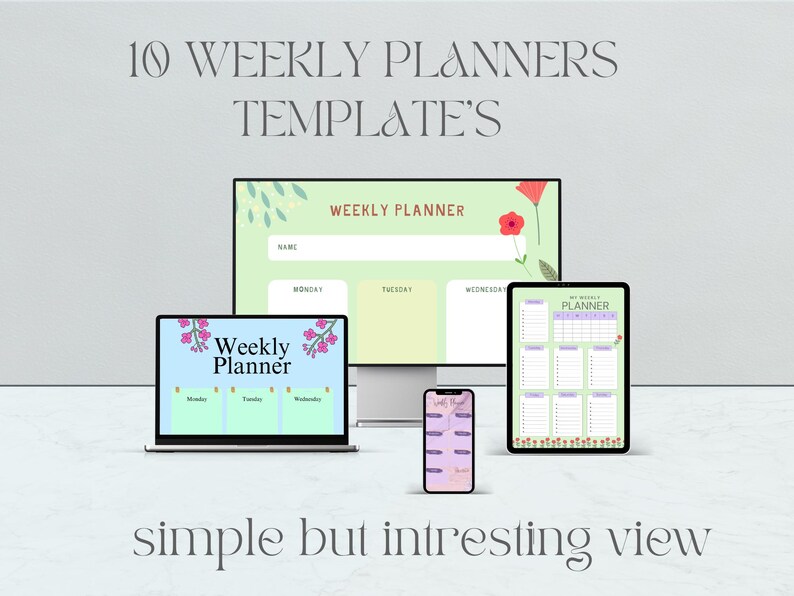 Minimalist Weekly Planner Bundle | 10 Layouts, Digital Organizer (PDF ...