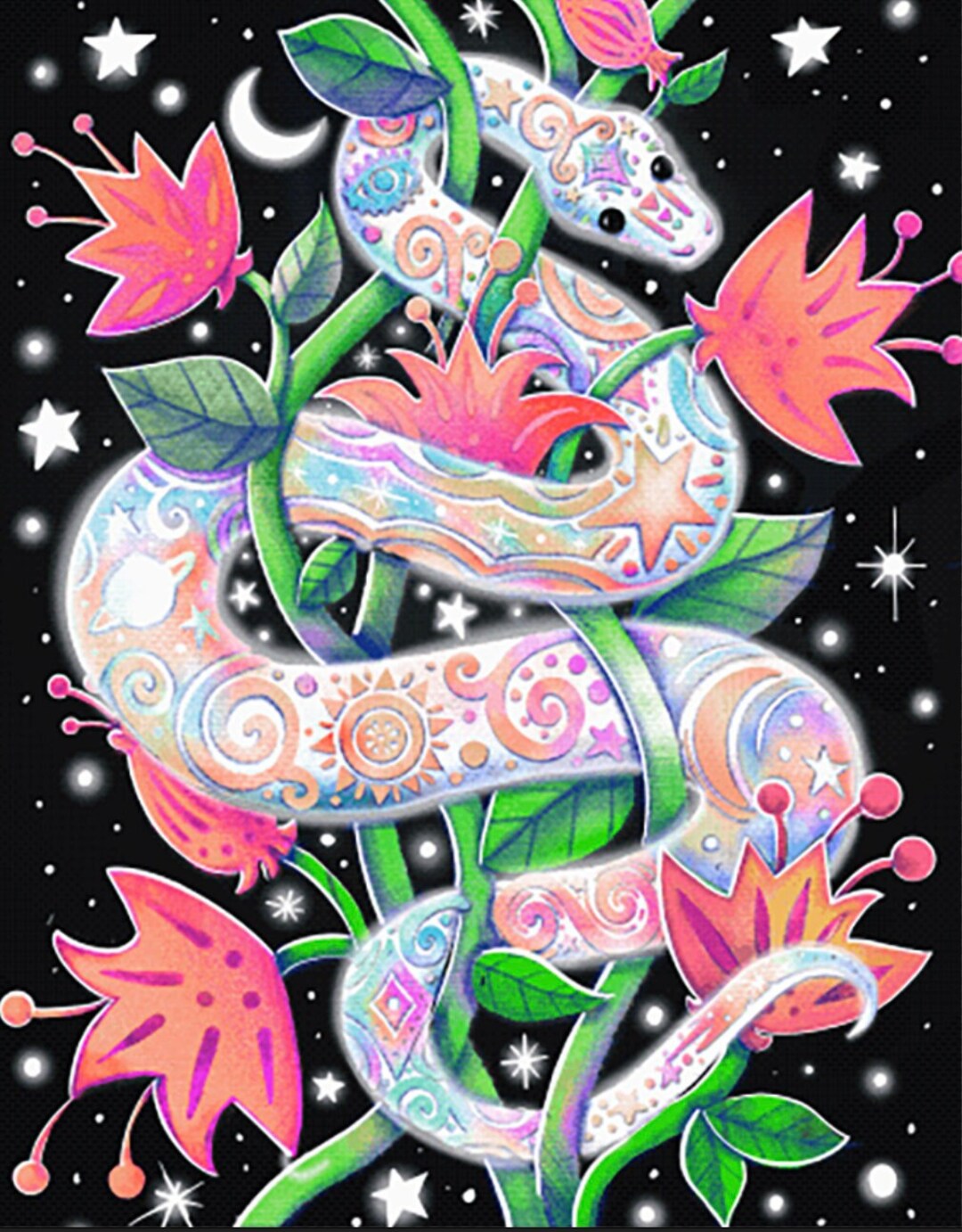 Snake is Change Colorful Cut Paper/watercolor Design Brenna White Snake ...