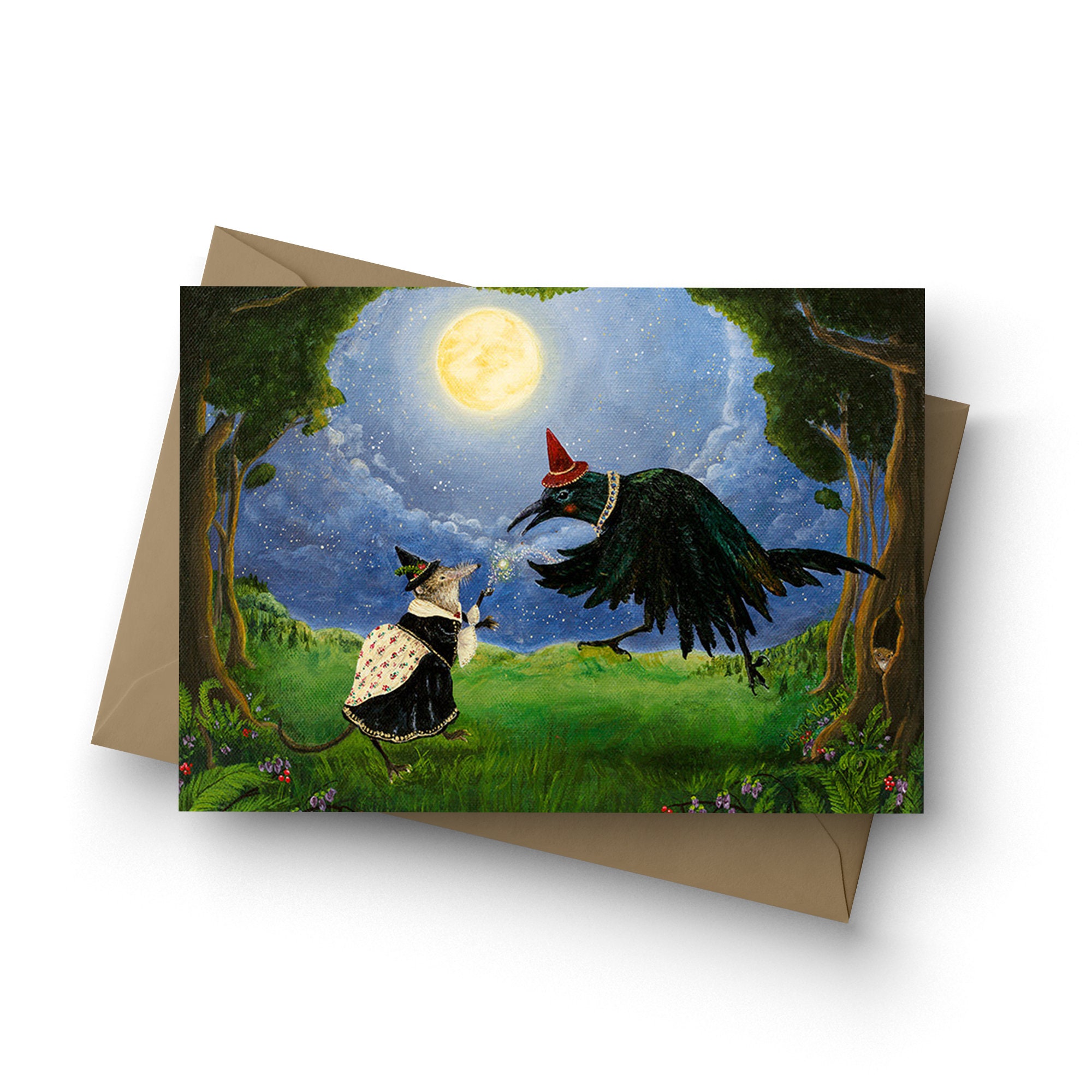 Woodland Witches Card – Shrew and Crow Magic Card – by Jahna Vashti - Etsy
