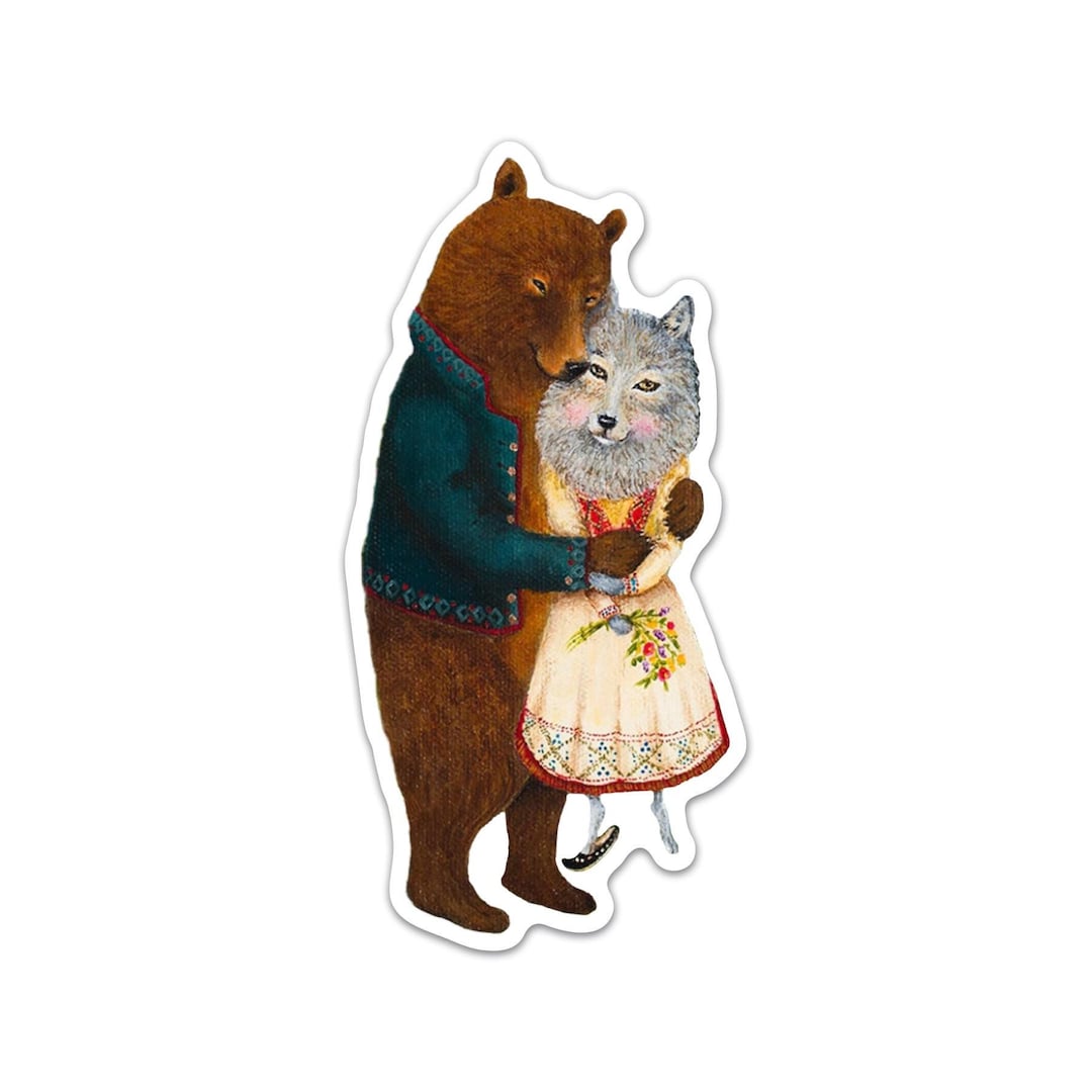 Wolf & Bear Sticker – Romantic Animals – Whimsical Woodland Animal ...
