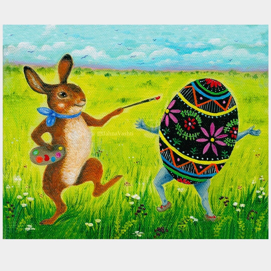 Bunny Colors Print, Easter Bunny, Spring Equinox Art, Easter Decor ...