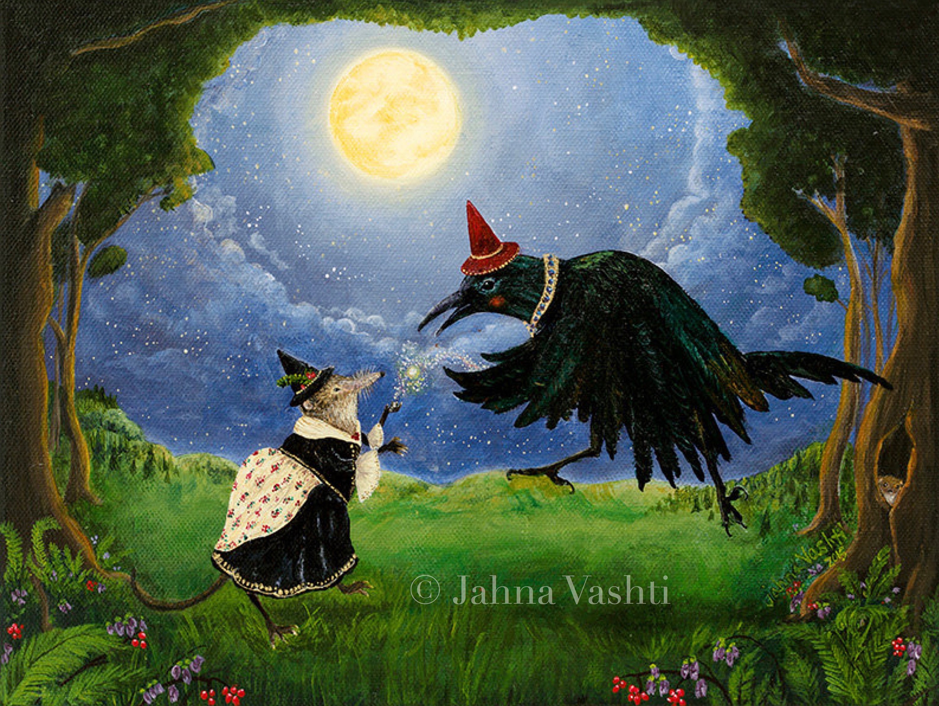 Print // Crow art // Witch art // pagan art // full moon // | Etsy