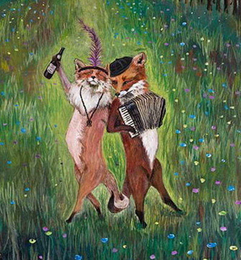 French Foxes in Paris Art Print, Romantic Storybook Woodland ...