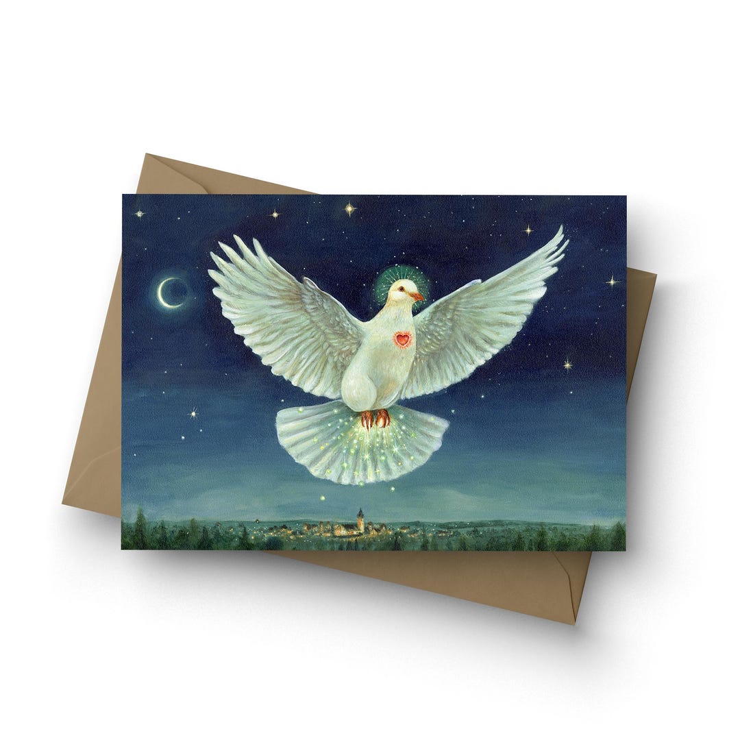 Peace Dove Card – White Dove Night Sky Card – by Jahna Vashtincluded ...