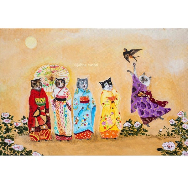 Whimsical Cat Art - Etsy