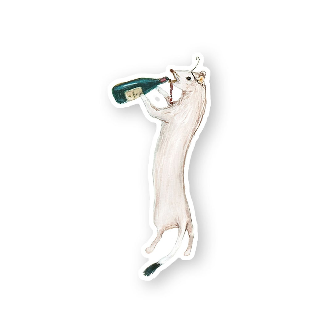 Drunk Weasel Vinyl Sticker / Artwork by Jahna Vashti - Etsy UK