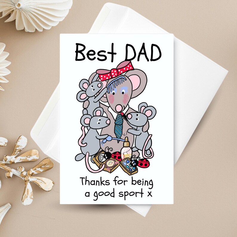 Card for Dad From Kids: Funny Unique Mouse Illustration - Etsy UK