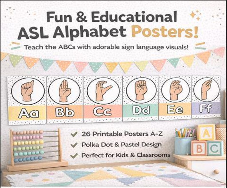 ASL Alphabet Posters | American Sign Language Alphabet | Printable ...
