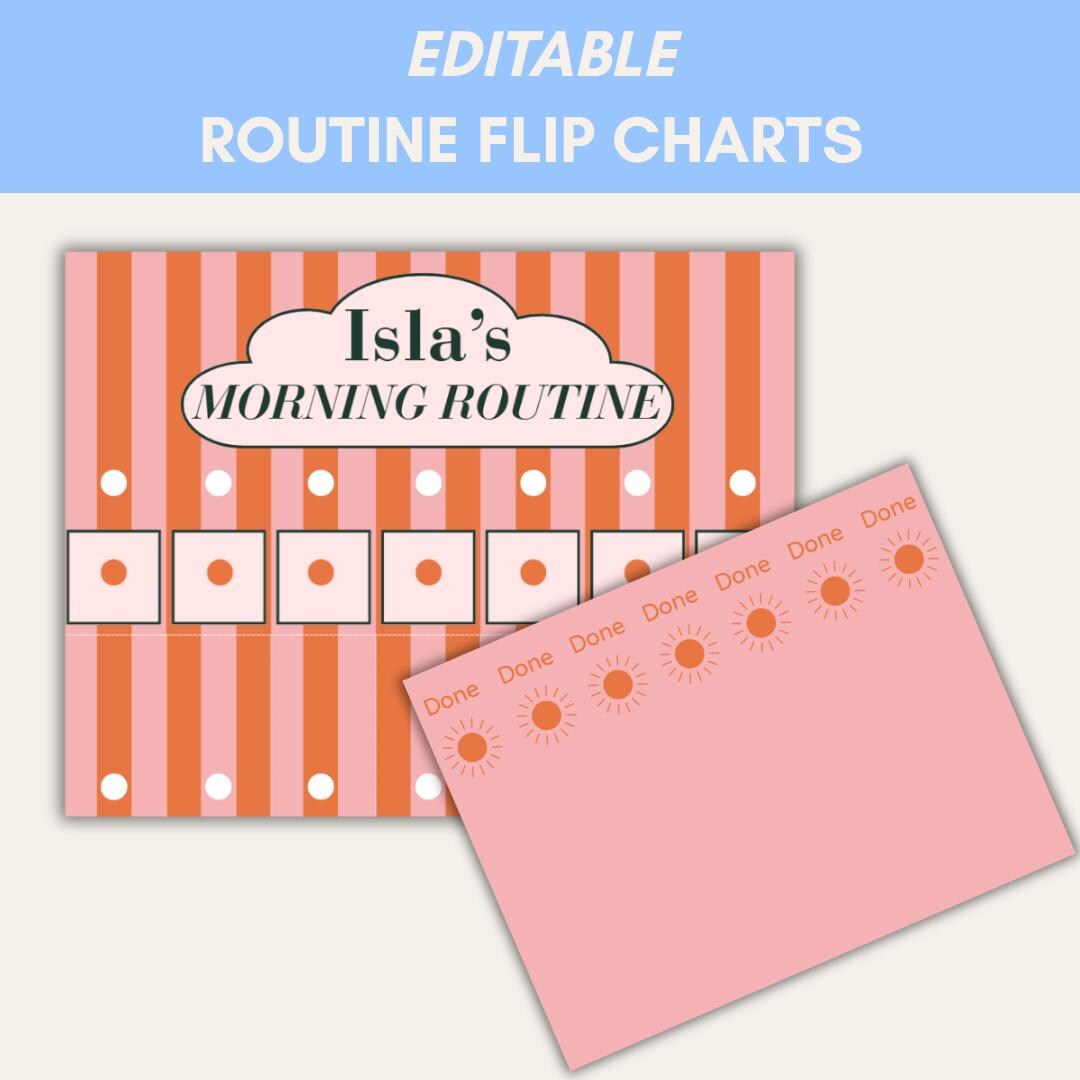 Toddler Routine Flip Chart Editable Visual Schedule to Do List Morning ...