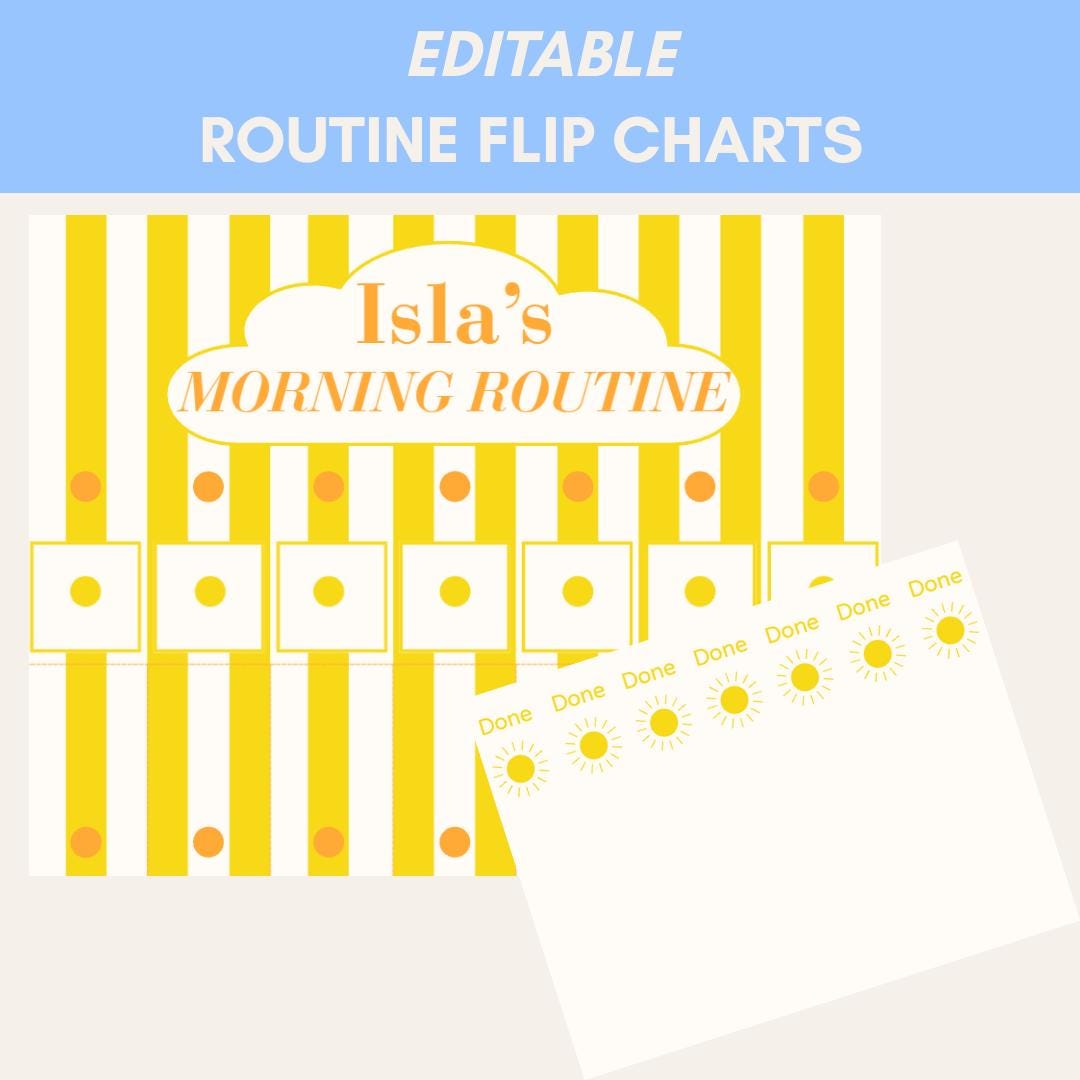 Toddler Routine Flip Chart Editable Visual Schedule to Do List Morning ...
