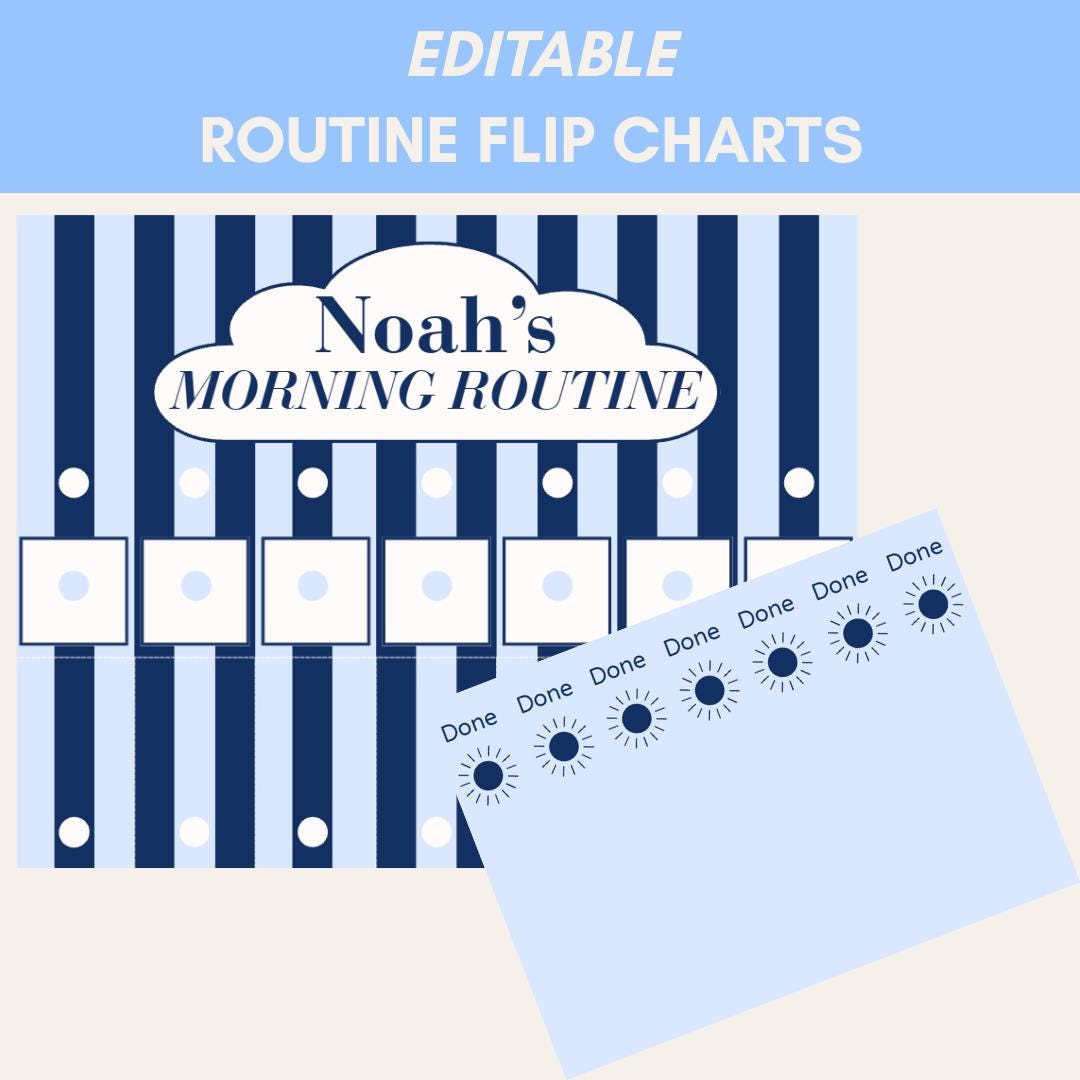Toddler Routine Flip Chart Editable Visual Schedule to Do List Morning ...