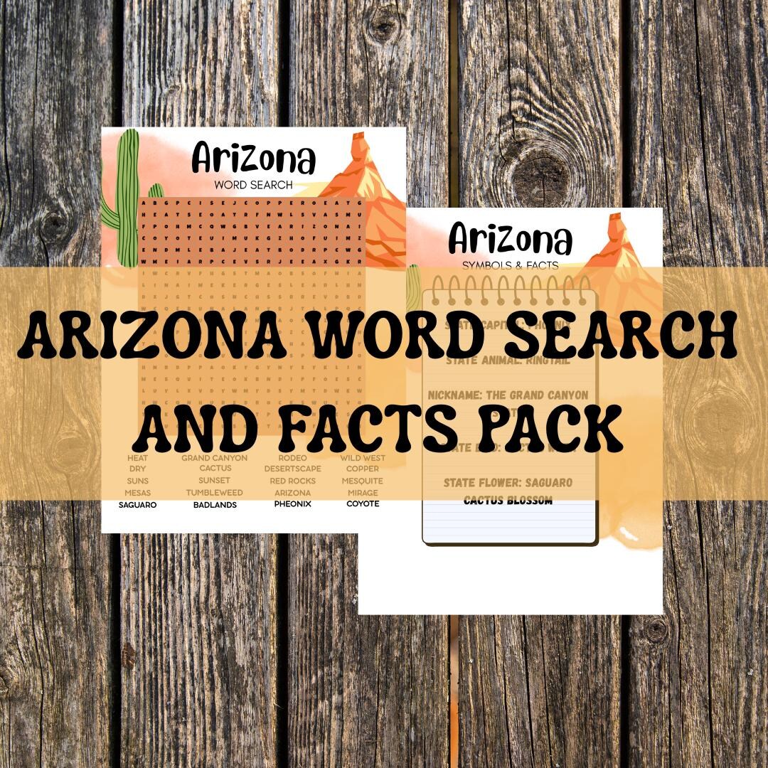 Arizona Word Search + Fun Facts Sheet Printable | State of Arizona ...