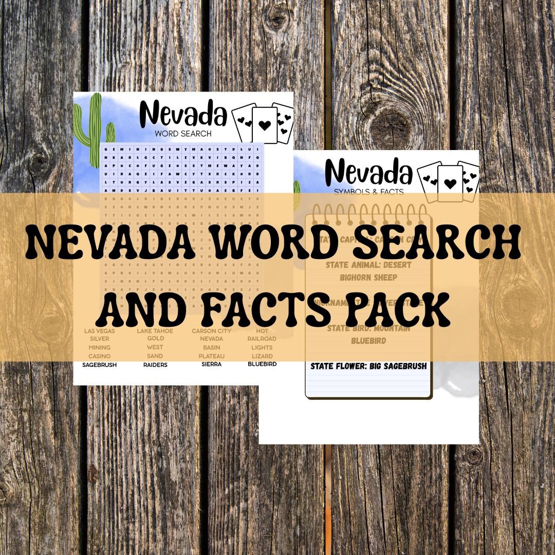 Nevada State Word Search With Fun Facts | Printable Kids Geography ...