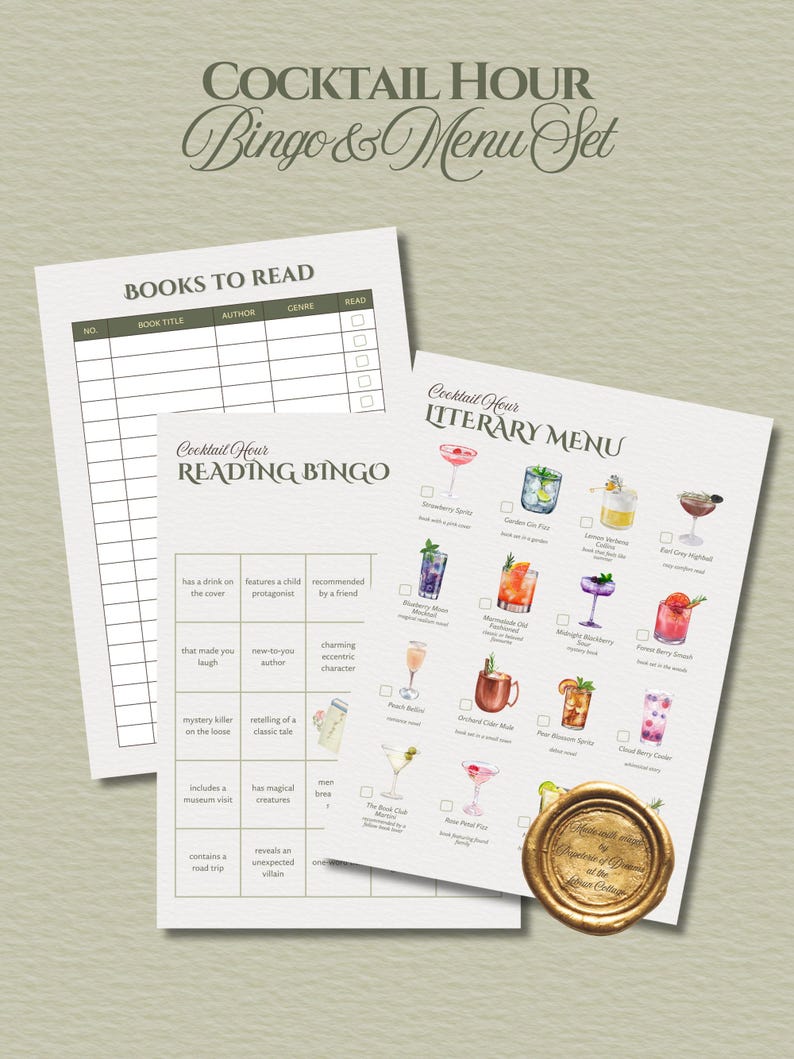 Reading Bingo Printable | Reading Challenge Kit | Book Club Activity ...
