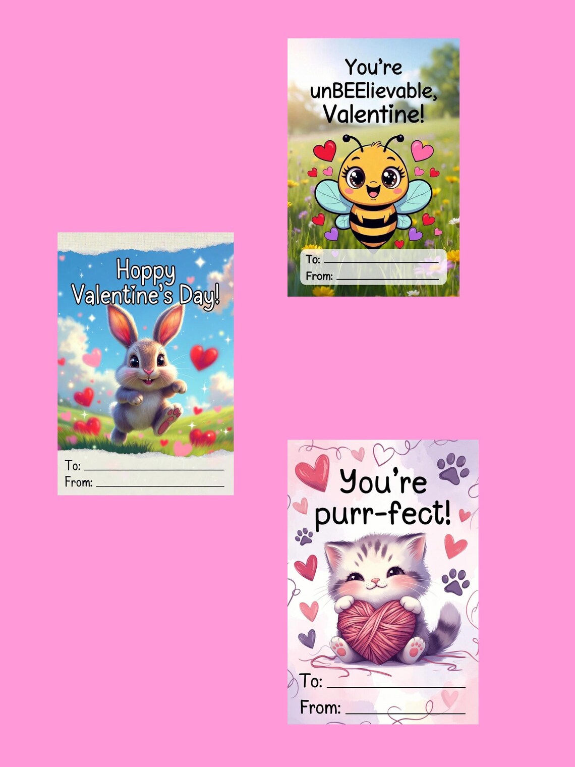 Animal Valentines Printables for Kids, 20 Card Digital Bundle - Etsy