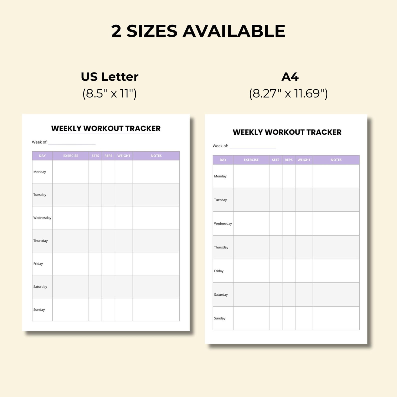 Weekly Workout Tracker Printable (soft Colors) | Exercise Log | Fitness ...