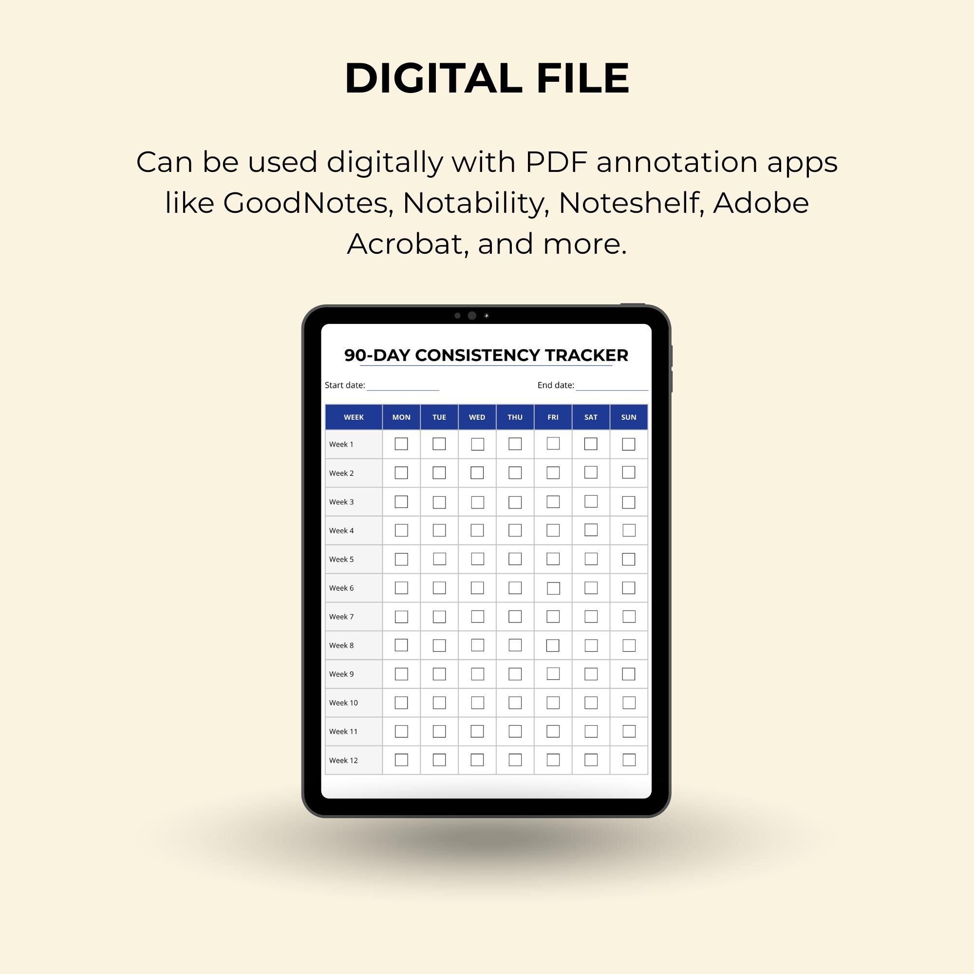 90-day Consistency Tracker Printable | Habit Tracker | Daily Progress ...