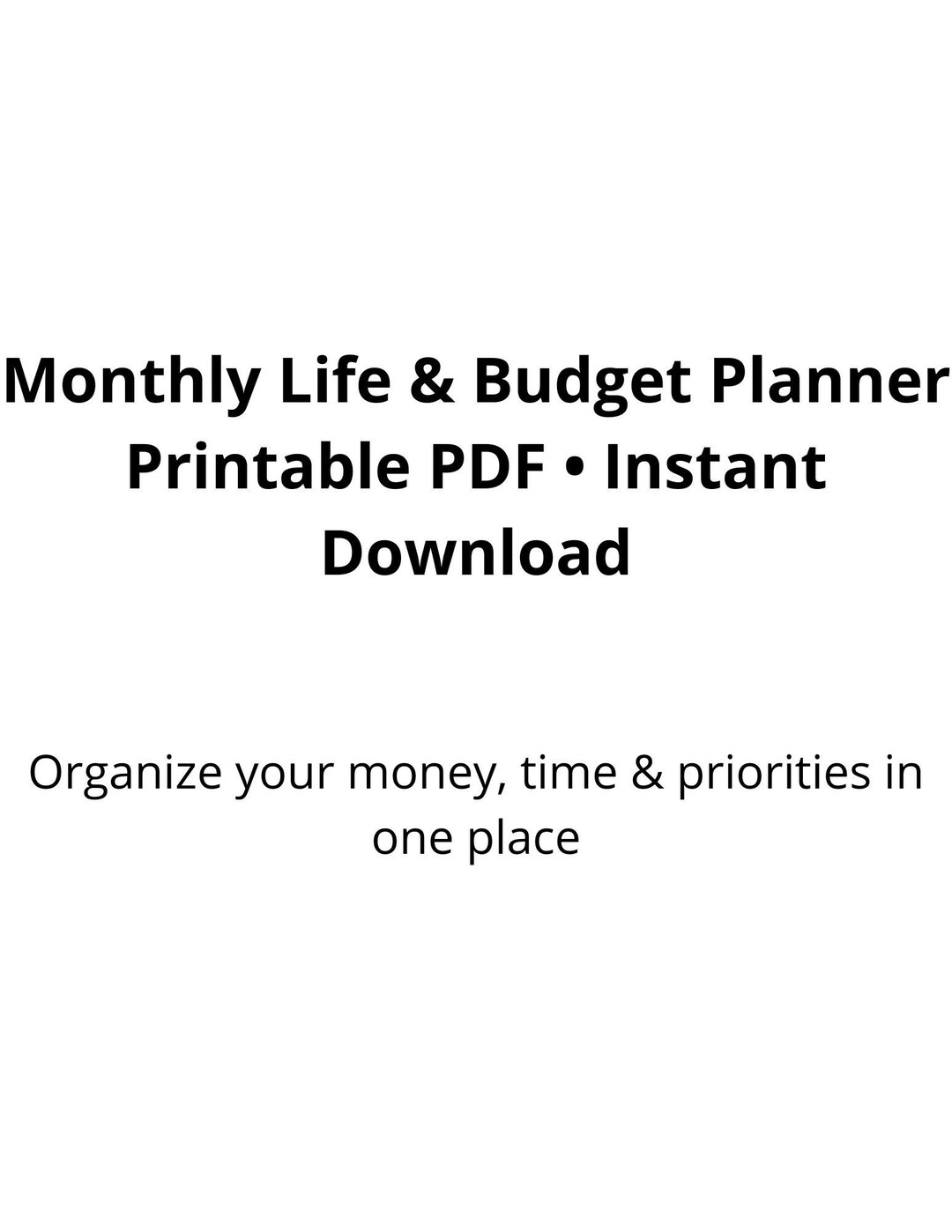 Monthly Life & Budget Planner Printable | Simple Financial Planner ...