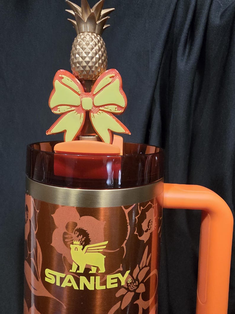 Fancy Ribbon Bow Straw Topper Slider for Stanley Quencher | Tumbler ...