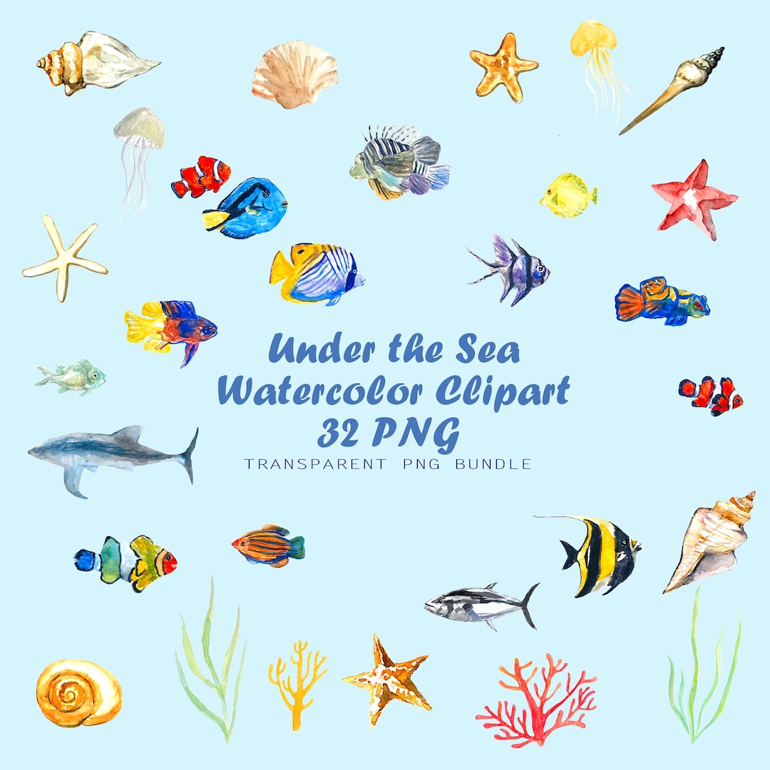 Under the Sea Watercolor Clipart Bundle - Etsy