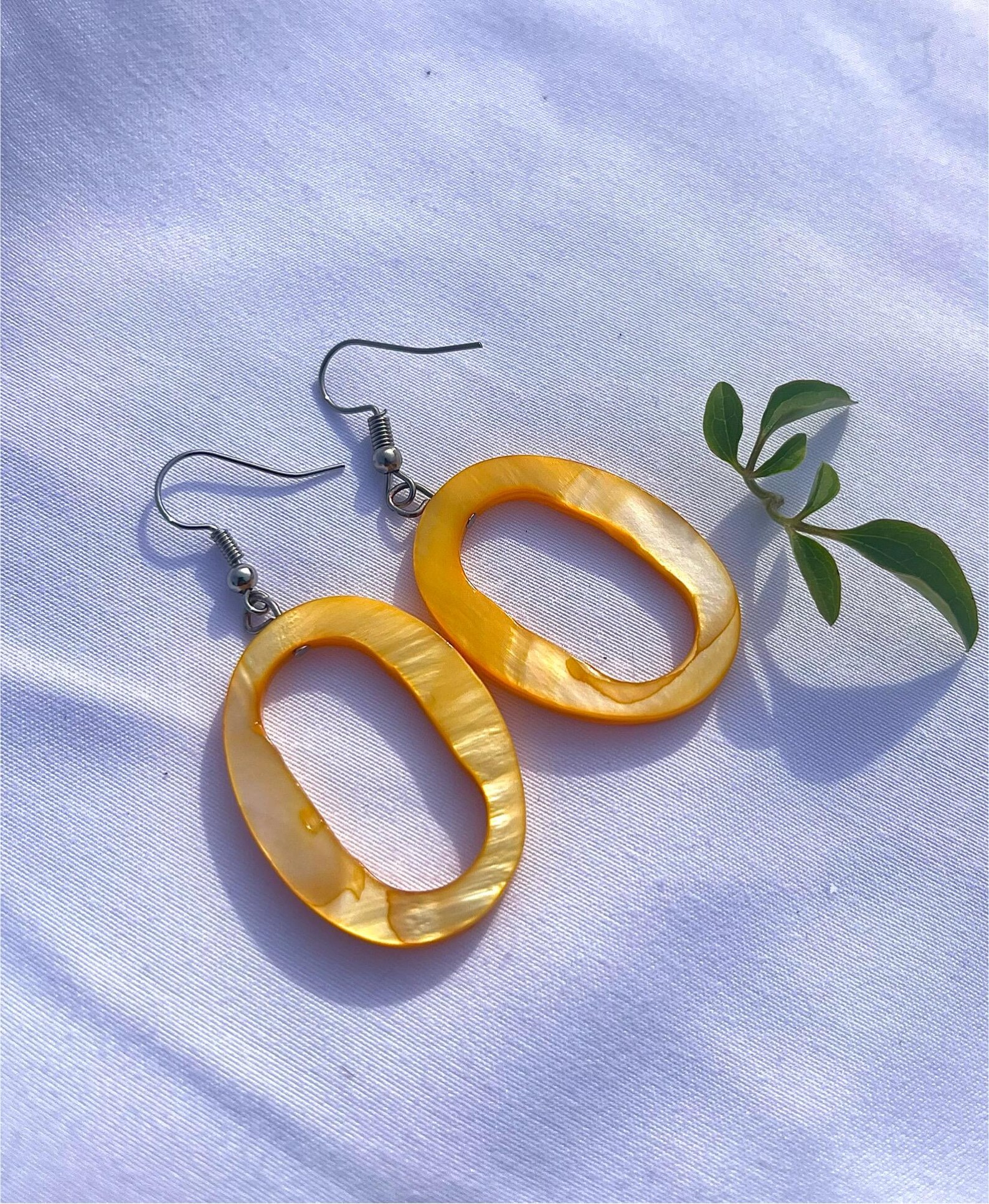 Sunkiss-yellow Mother of Pearl Earrings - Etsy