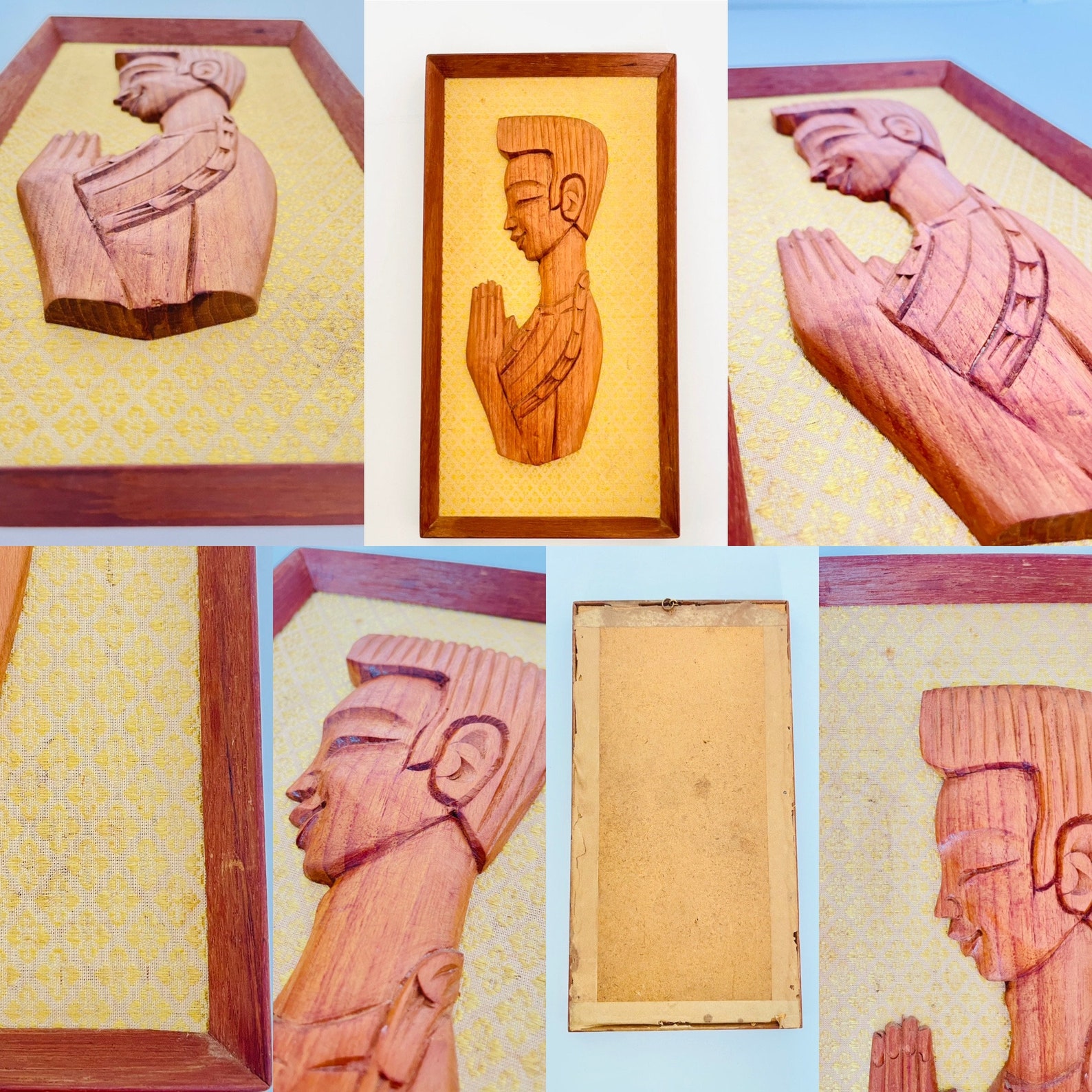 Vintage 1960s Island Tiki Kitsch Native Boy Praying Silhouette - Etsy