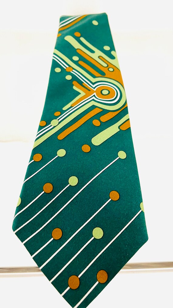 Vintage 1970s Disco Psychedelic Op Art Graphic Wide M… - Gem
