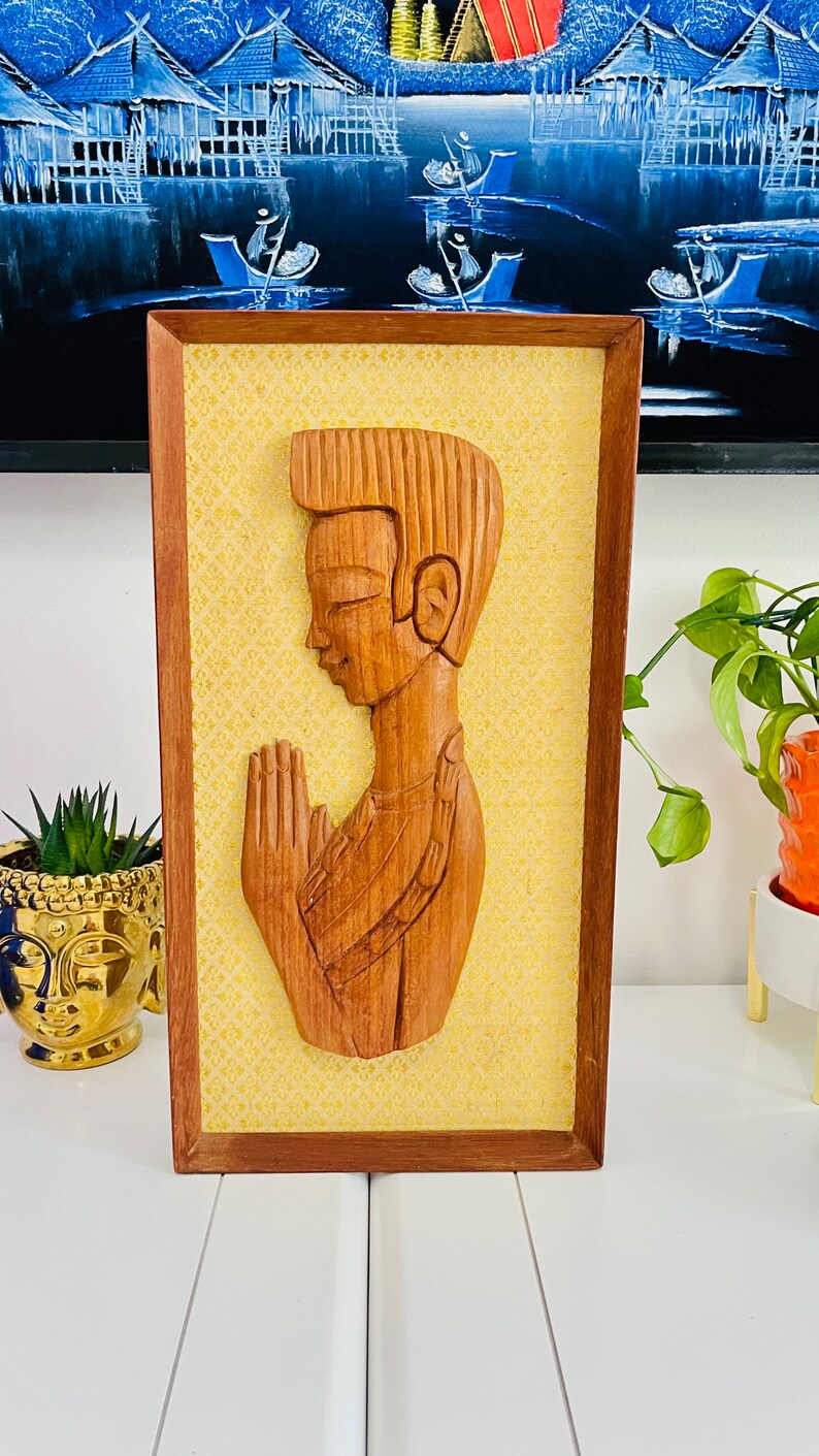 Vintage 1960s Island Tiki Kitsch Native Boy Praying Silhouette - Etsy