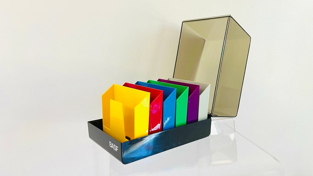 Vintage 1980s Retro Rainbow Plastic Organizer Storage Case Tray Remotes ...