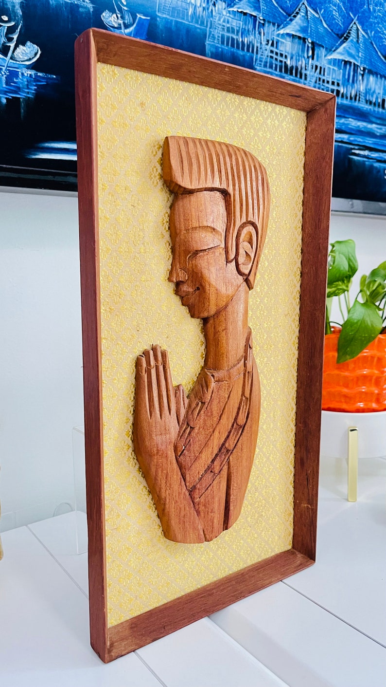 Vintage 1960s Island Tiki Kitsch Native Boy Praying Silhouette - Etsy