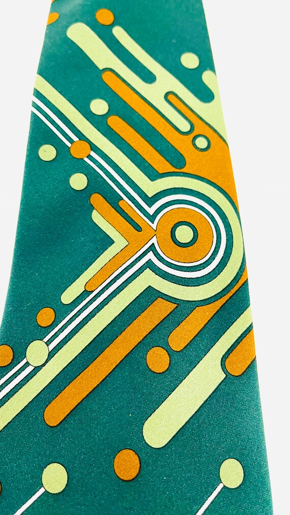 Vintage 1970s Disco Psychedelic Op Art Graphic Wide M… - Gem