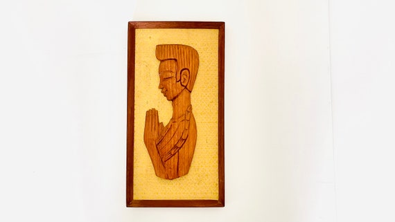 Vintage 1960s Island Tiki Kitsch Native Boy Praying Silhouette - Etsy