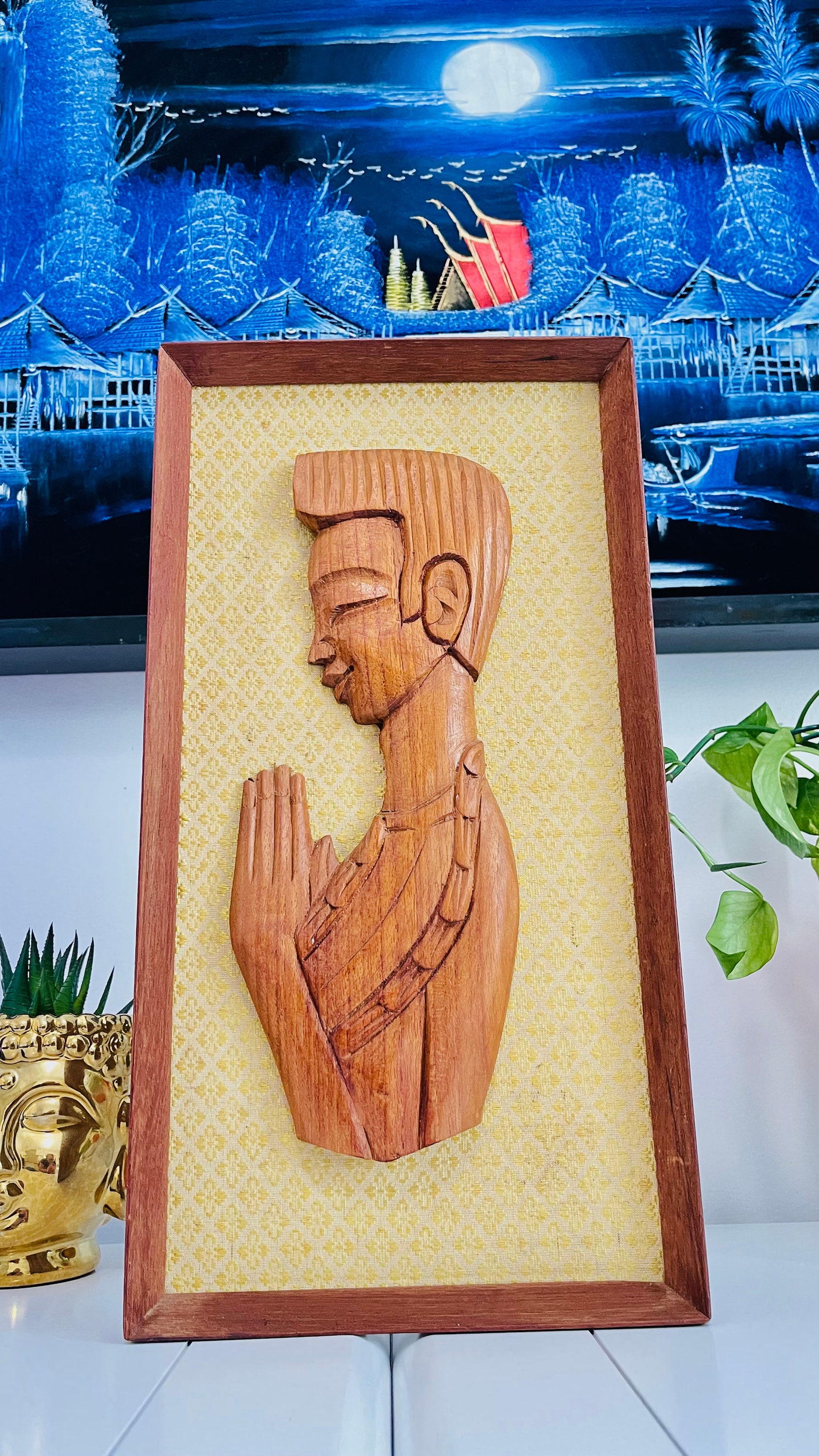 Vintage 1960s Island Tiki Kitsch Native Boy Praying Silhouette - Etsy