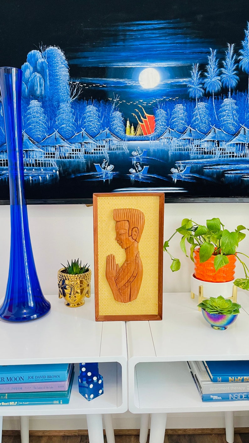 Vintage 1960s Island Tiki Kitsch Native Boy Praying Silhouette - Etsy