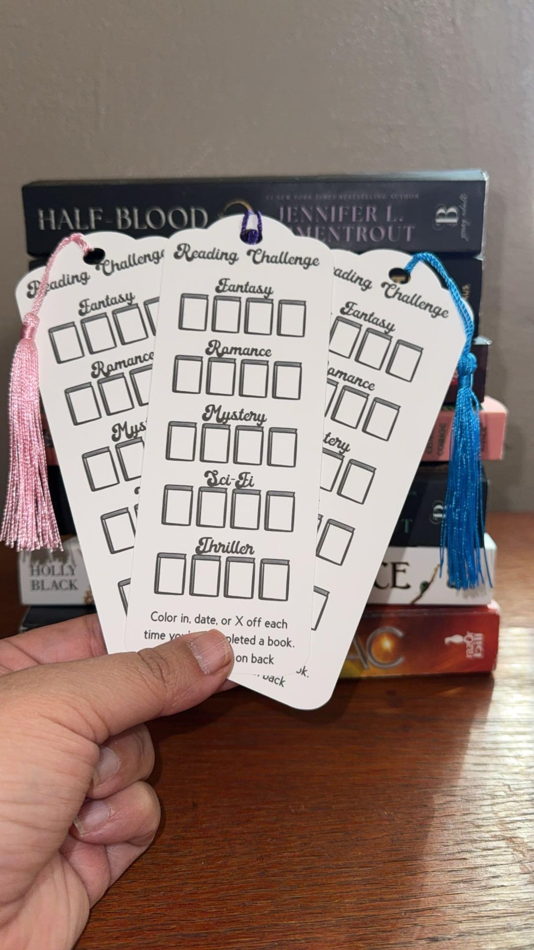 20 Book Reading Challenge Bookmark | Tracker, Rating Log, Genre ...