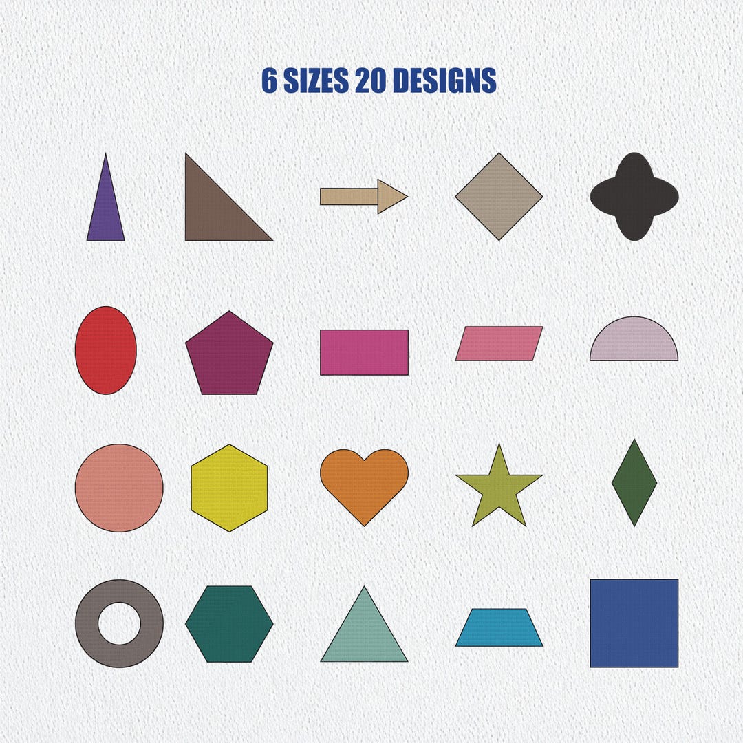 Basic Shapes Embroidery Designs – 20 Designs, 6 Sizes (digital Download ...