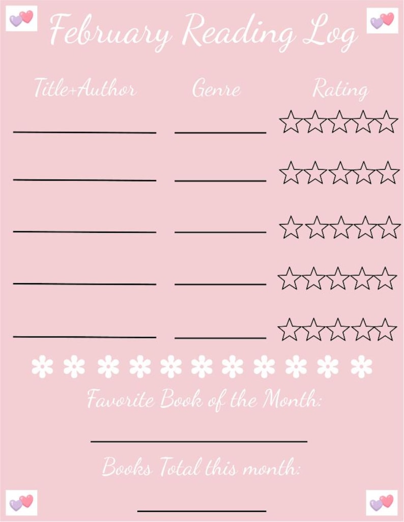 Pastel Reading Log Printable | Monthly Book Tracker (digital Download ...