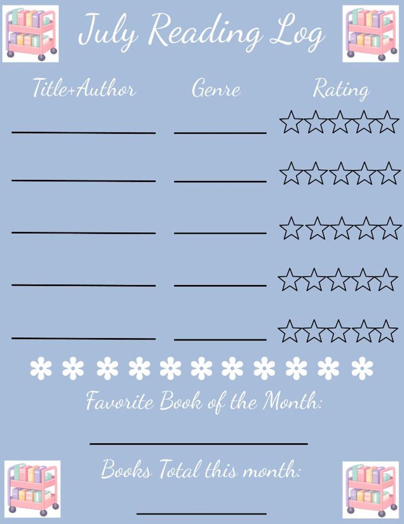 Pastel Reading Log Printable | Monthly Book Tracker (digital Download ...