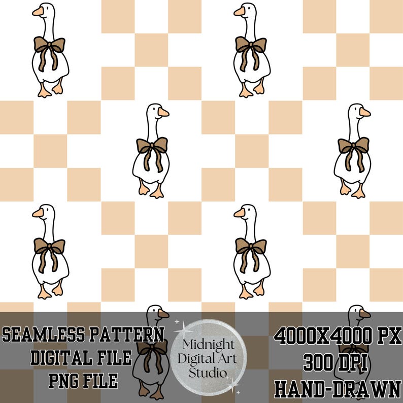 Neutral Goose Seamless Pattern, Bow Goose Wallpaper, Farmhouse Nursery ...