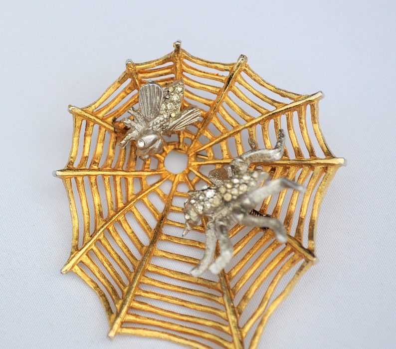 Spider and Fly on a Web Brooch - Etsy