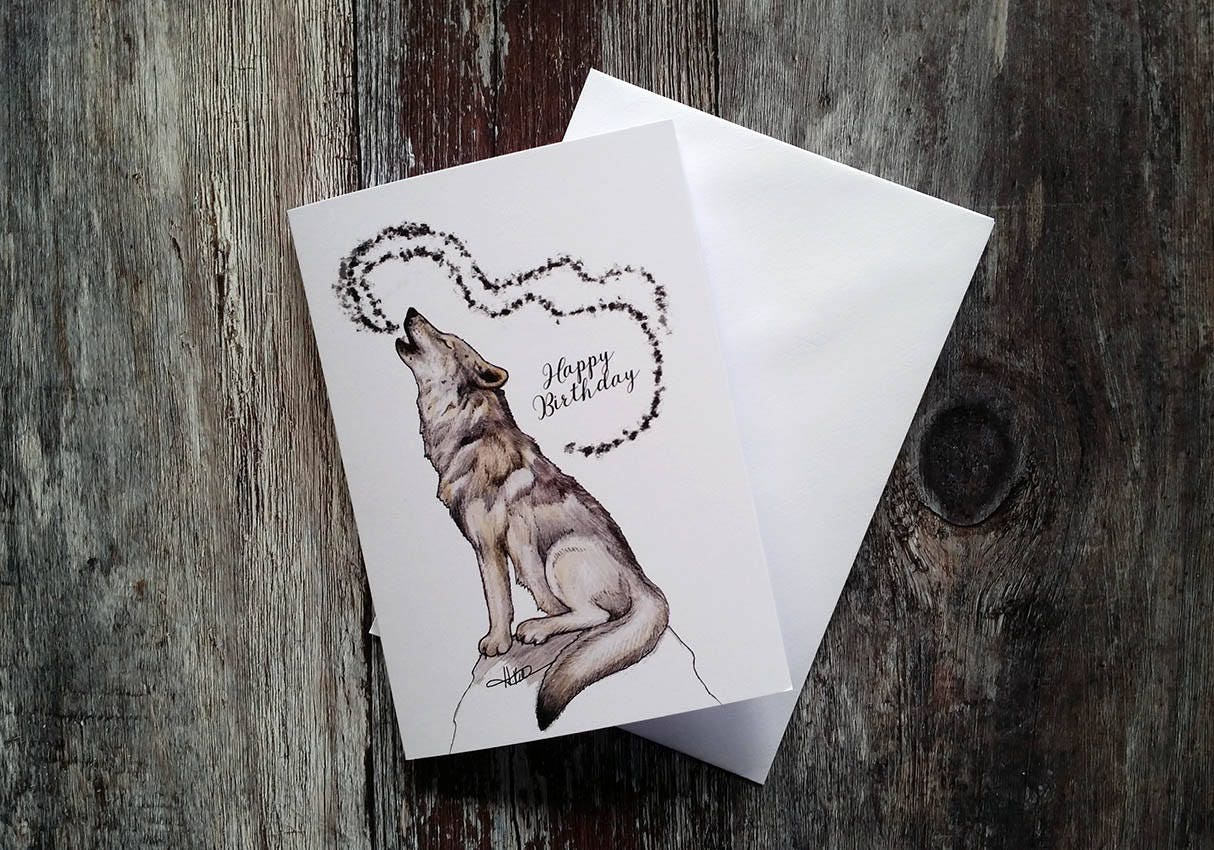 Howling Wolf Birthday Card - Etsy UK
