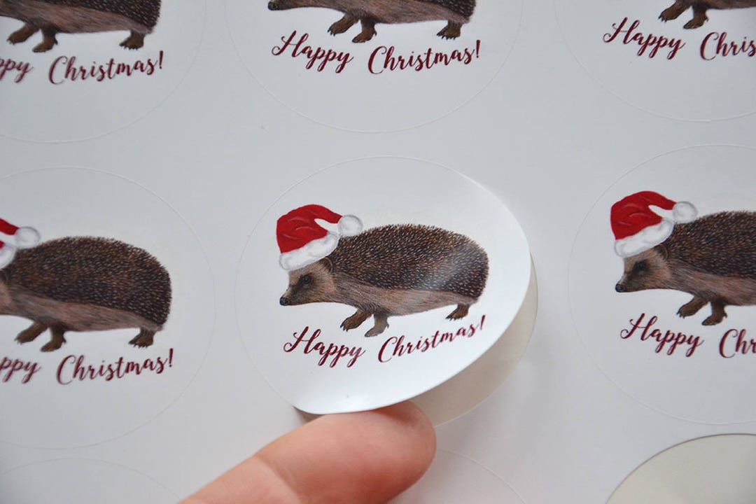 Santa Hedgehog Hedgehog Sticker Sheet, Happy Christmas Stickers ...